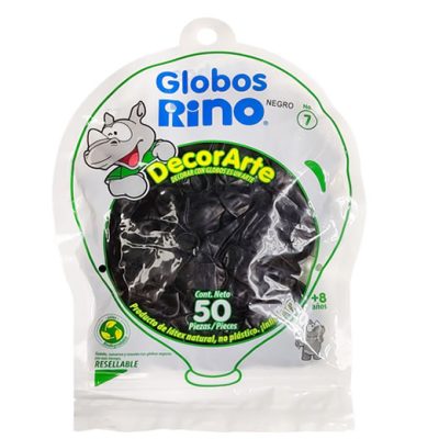Globos Rino #7 Negro 50/50 pza ** – Pidefácil Raúl